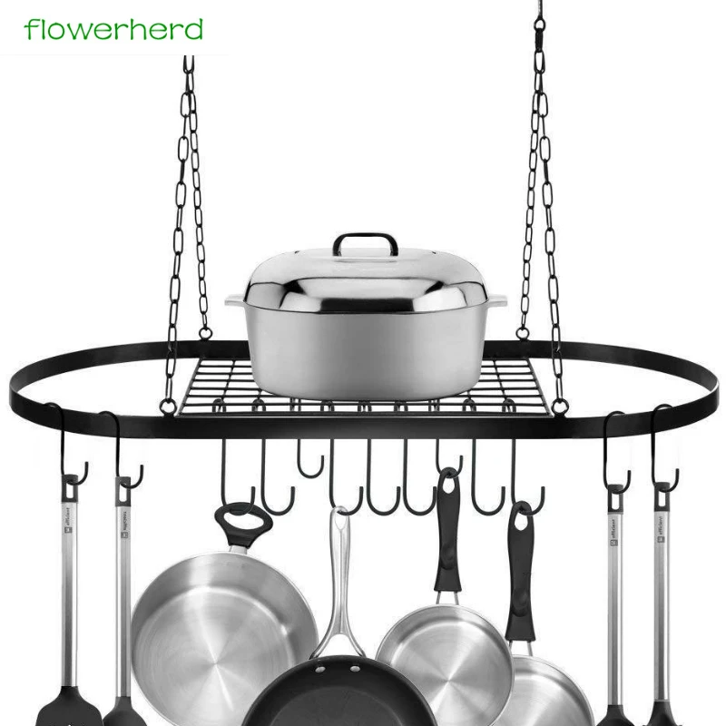 Pot Rack Ceiling Mount Cookware Rack Hanging Hanger Organizer with ...