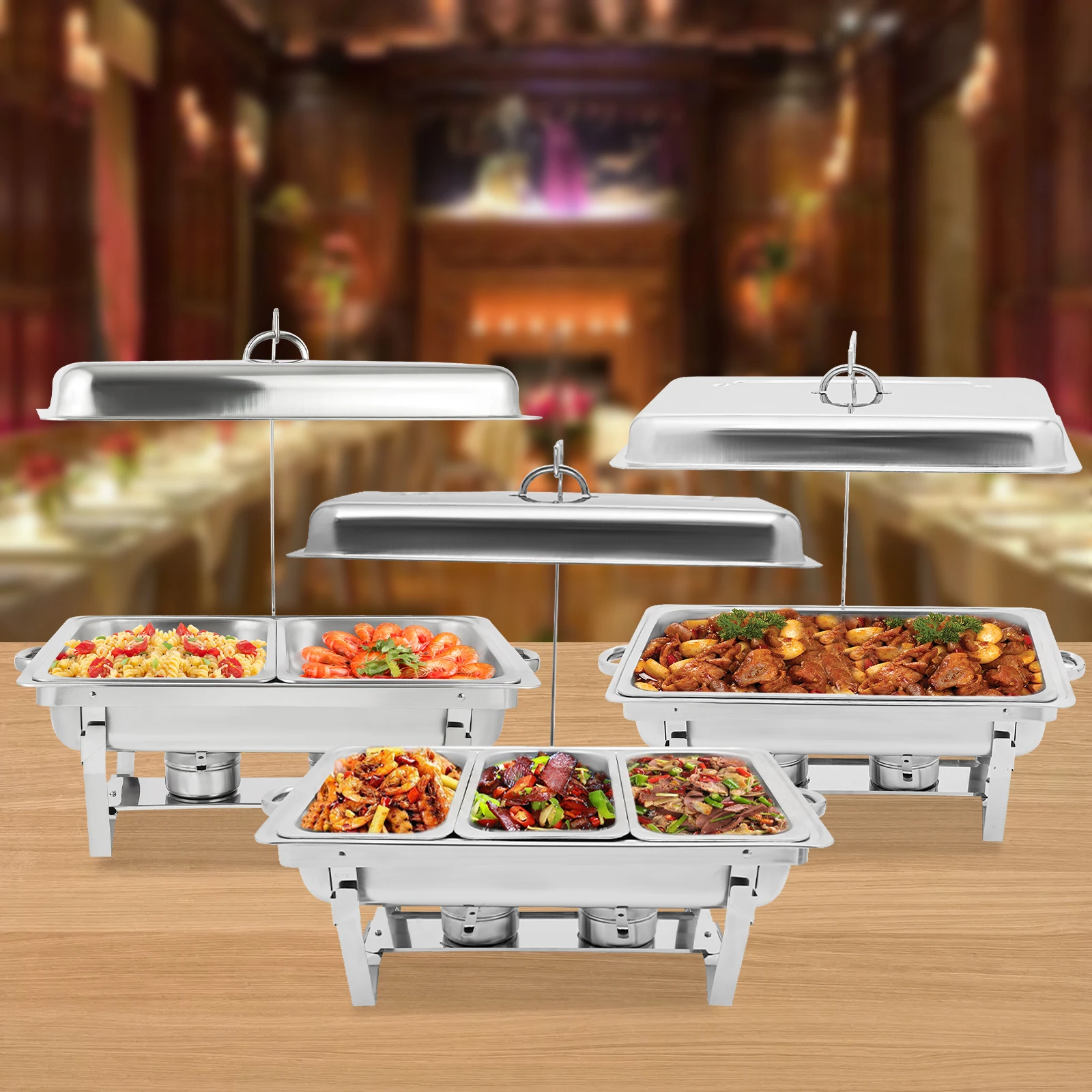 Food-Tray-Stainless-Steel-Catering-Chafing-Dish-Food-Warmer-Buffet-Heat ...