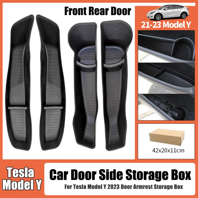 Car Door Side Storage Box For Tesla Model Y 2023 Door Armrest Storage ...