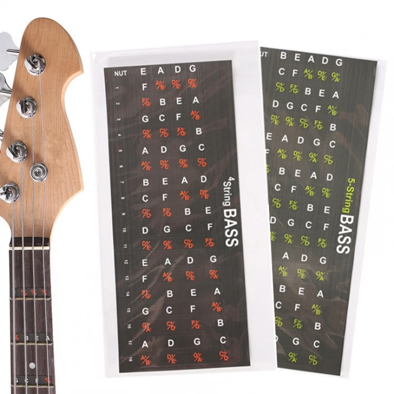 Bass Fingerboard Note Labels 4 / 5 Strings Bass Fretboard Note Map ...