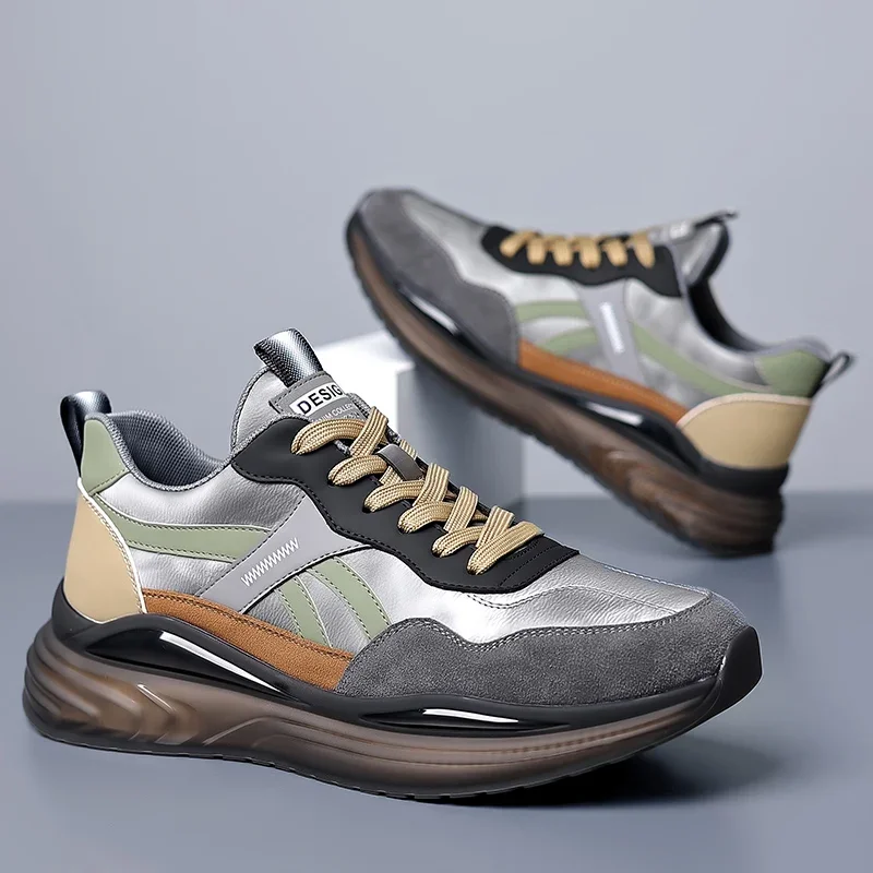 Good-Quality-Men-Running-Sport-Shoes-Gray-Mens-Leather-Sport-Trainers ...