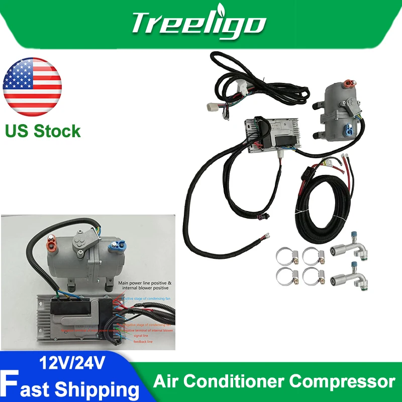12V 24V Car Electric Air Conditioner A/C air Conditioning Compressor ...