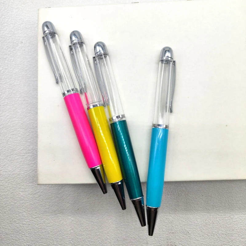 다채로운 충전 잉크 빈 튜브 볼펜, 플로팅 DIY 볼펜, 학교 사무실 파티 크리스마스 선물 액세서리, 20 개-Freehip.co.kr