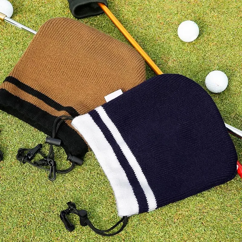 Knitted-Head-Covers-For-Golf-Clubs-Embroidered-Drawstring-Protective ...