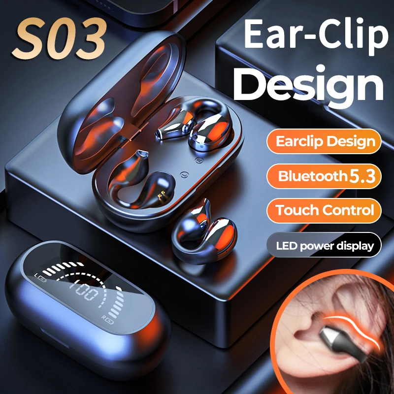 Original-S03-TWS-Wireless-Earphones-HIFI-Heavy-Bass-Ear-Clip-Earring ...