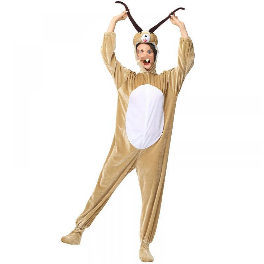 Pijama de cabra marrón para adultos, mono unisex de animales, disfraz ...