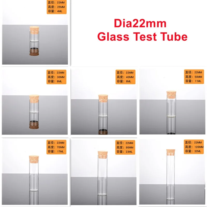 100pcs Dia 22mm Custom Flat Bottom Tube Glass Clear Test Tubes With ...