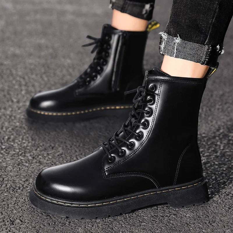 Men-Platform-Boots-Black-Non-slip-Motorcycle-Boots-Lace-Up-Boots-2024 ...