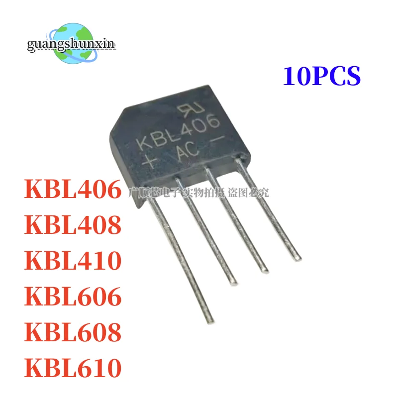 10PCS-KBL406-KBL408-KBL410-KBL606-KBL608-KBL610-KBL-406-408-410-606-608 ...
