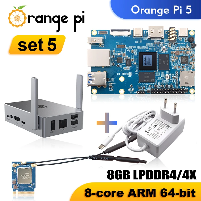 Orange-Pi-5-Case-Power-Supply-Wifi-Module-Single-Board-Computer-8GB-RAM ...