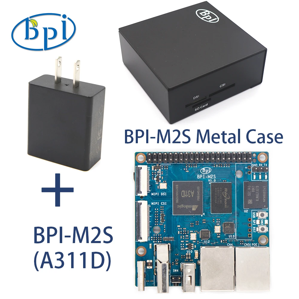Banana Pi Bpi-m2s With Case Power Soc Amlogic A311d And S922x Hexa-core 4gb Lpddr4 Ram 16gb Emmc ...