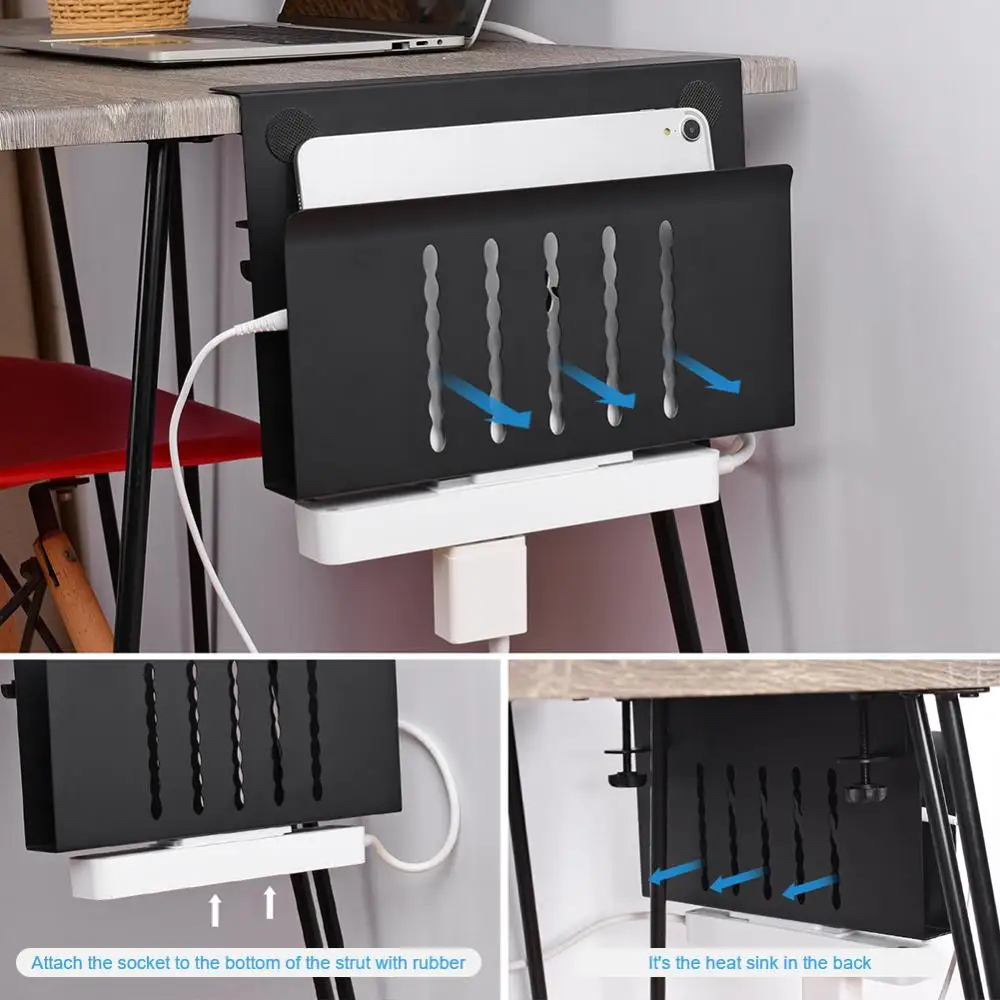 Desk Side Storage Organizer No Drill Under Desk Laptop Holder Clamp on ...