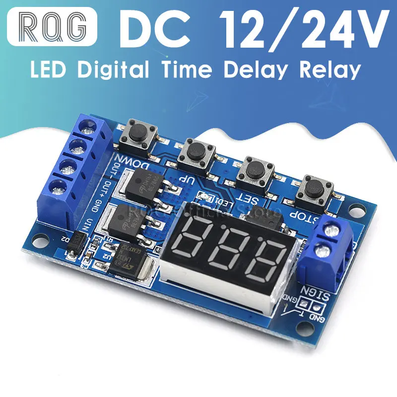 DC 12V 24V Dual MOS LED Digital Time Delay Relay Trigger Cycle Timer ...