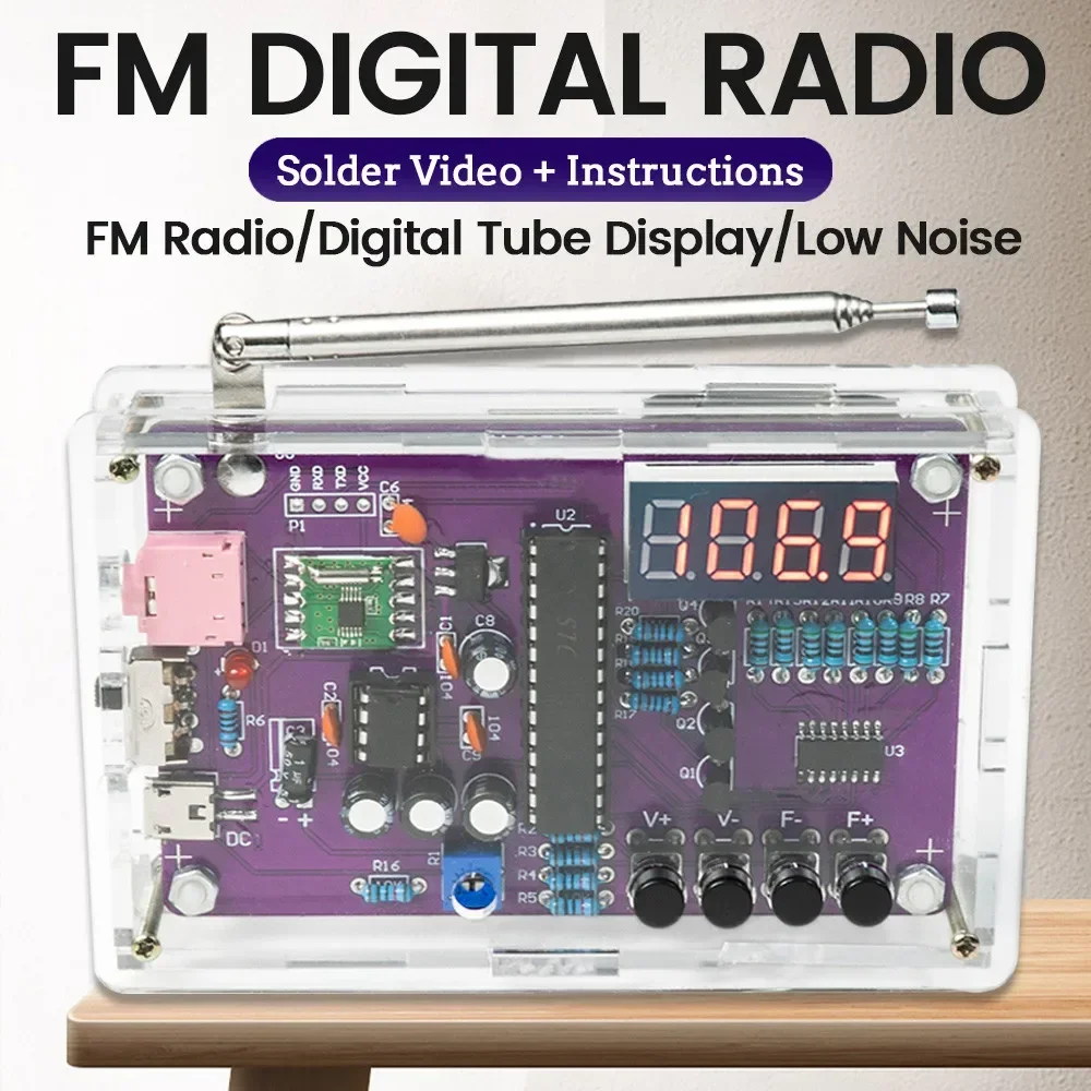 DIY-FM-Radio-Electronic-Kit-Adjustable-Frequency-87-108MHz-Digital-Display-DIY-Soldering-Project ...