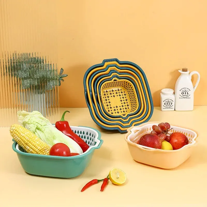 Double-Layer-Plastic-Vegetable-Washing-Basin-Draining-Basket-Kitchen ...