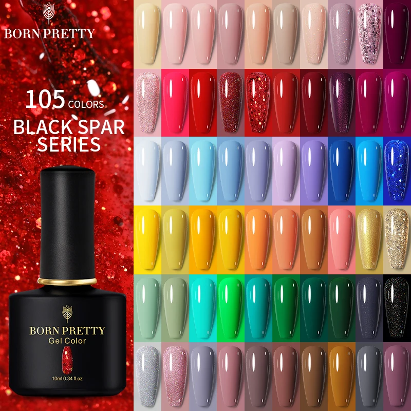 Born Pretty 10ml Black Spar Series Nail Gel Polish 105 Colors Nude Purple Red Uv Led Soak Off Uv ...