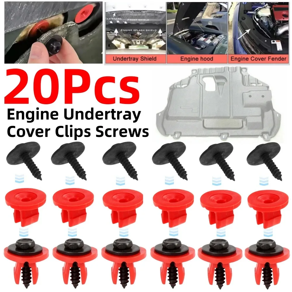 20Pcs Engine Undertray Cover Clips Screws Engine Splash Shield Guard ...