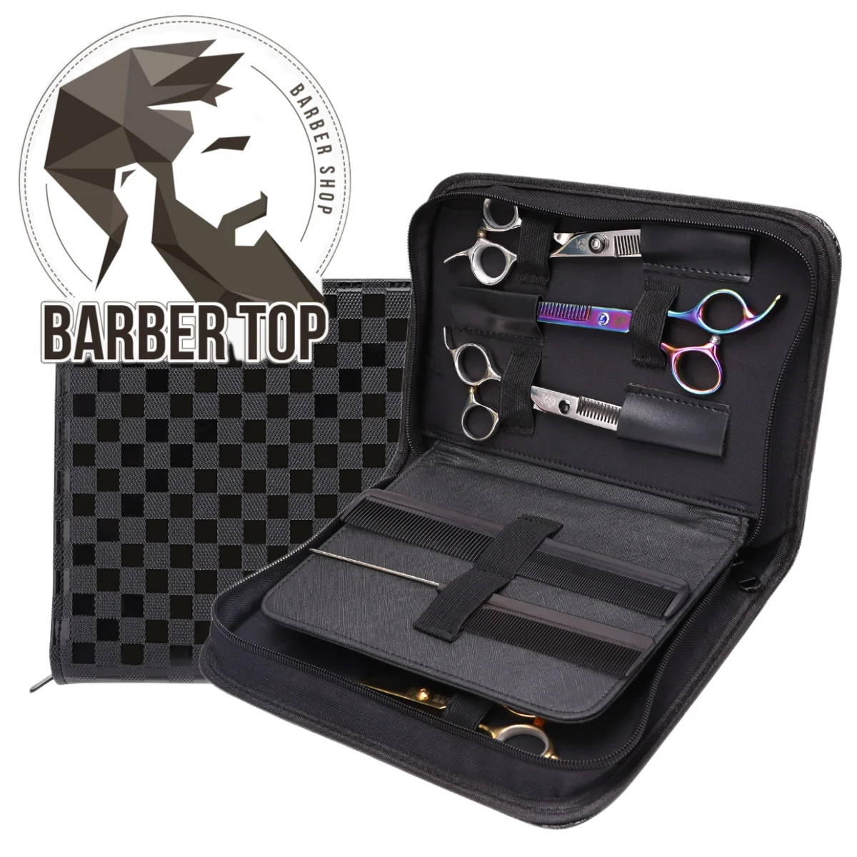 Salon PU Leather Pouch with Zipper Multifunction Haircut Scissors Bag ...