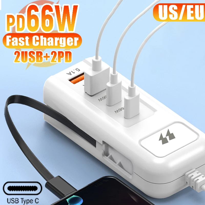 66W-4-Ports-USB-PD-Mobile-Phone-Chargers-Socket-Type-C-High-speed ...