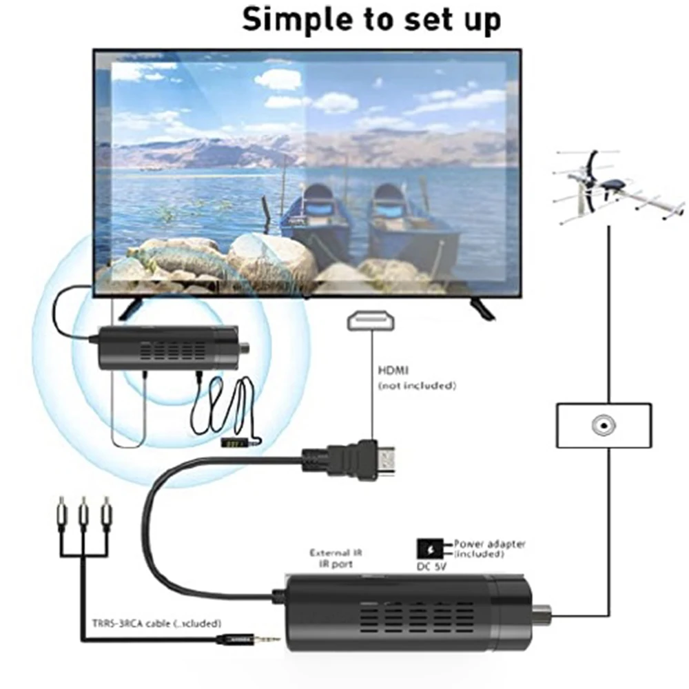 Récepteur-décodeur,clé TV numérique terrestre 2 en 1 HEVC H.265 ...