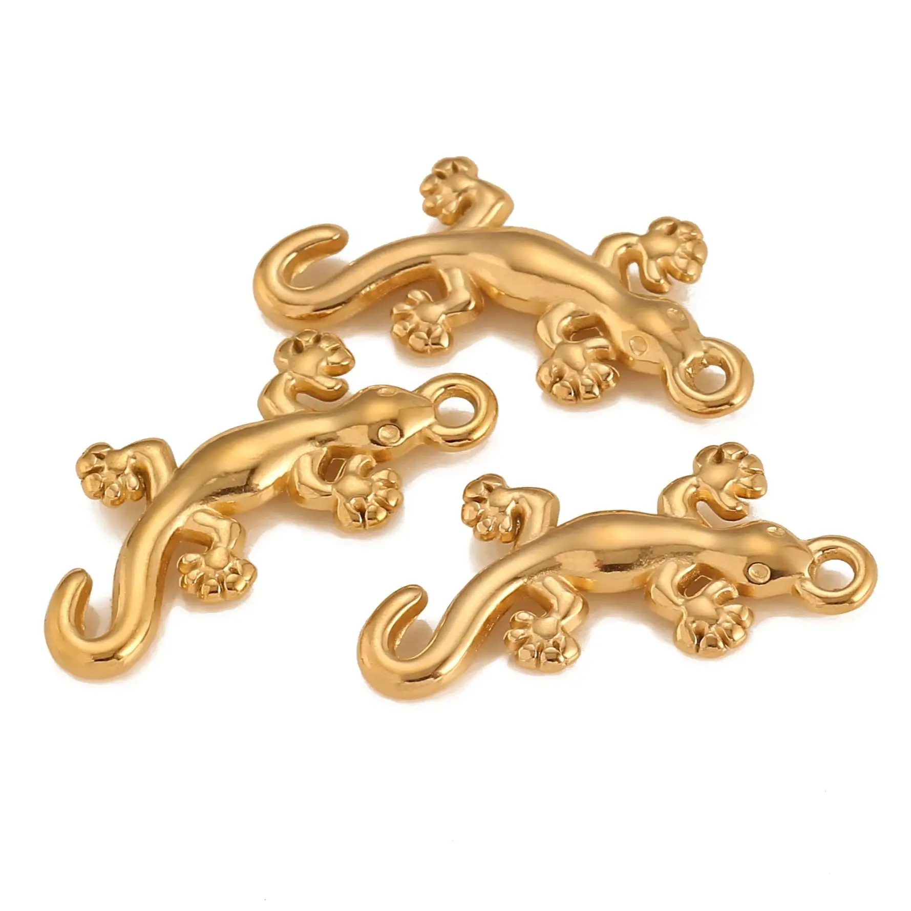3Pcs Animal Lizard Charms Findings 12x27mm Stainless Steel Gecko ...