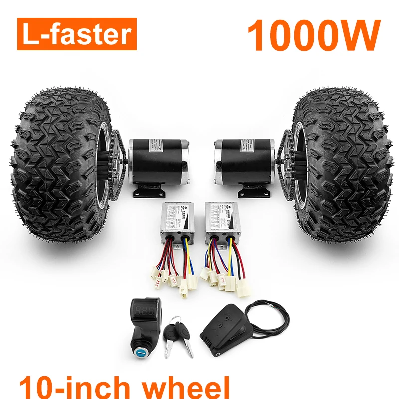 48V-1000W-10-Inch-Fat-Tire-Electric-ATVs-Go-Kart-Dual-Chain-Driven-High ...