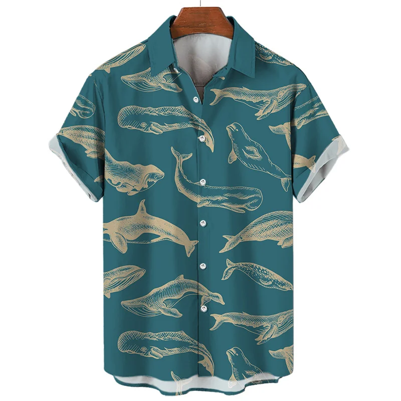 Camisa-hawaiana-con-estampado-3d-de-tibur-n-y-medusas-para-hombre-blusa ...