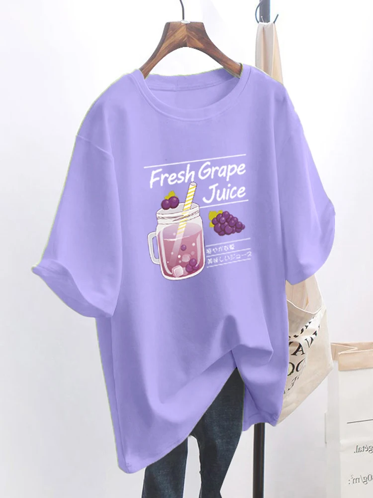 Camiseta-de-manga-corta-con-estampado-para-mujer-remera-holgada-de-gran ...