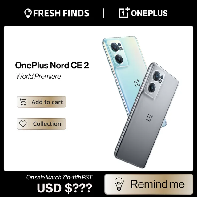 World Premiere OnePlus Nord CE 2 CE2 5G Smartphone 8GB 128GB Mobile ...