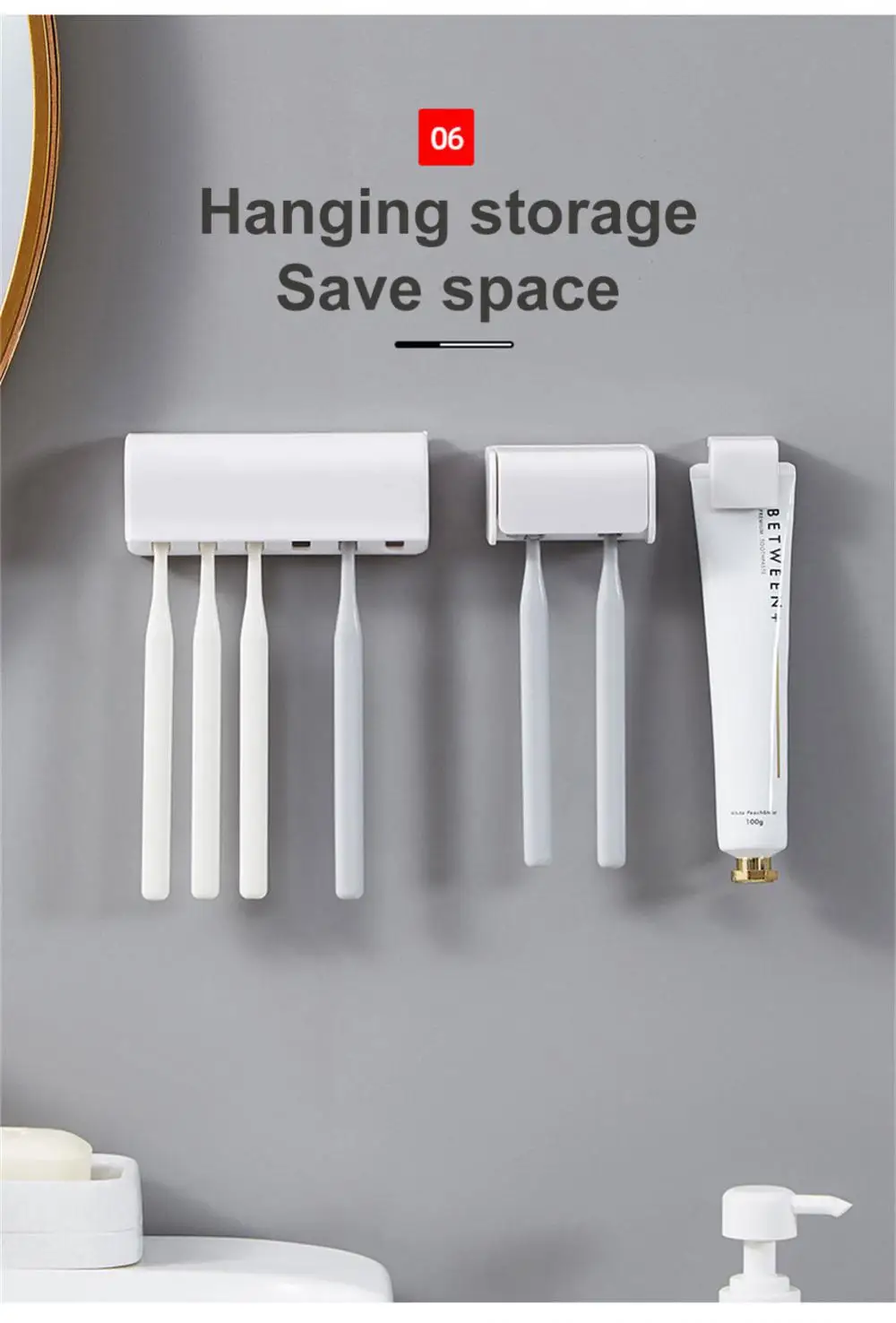 Toothbrush Stand Shaver Rack Organizer Electric Toothbrush Wall-Mounted ...