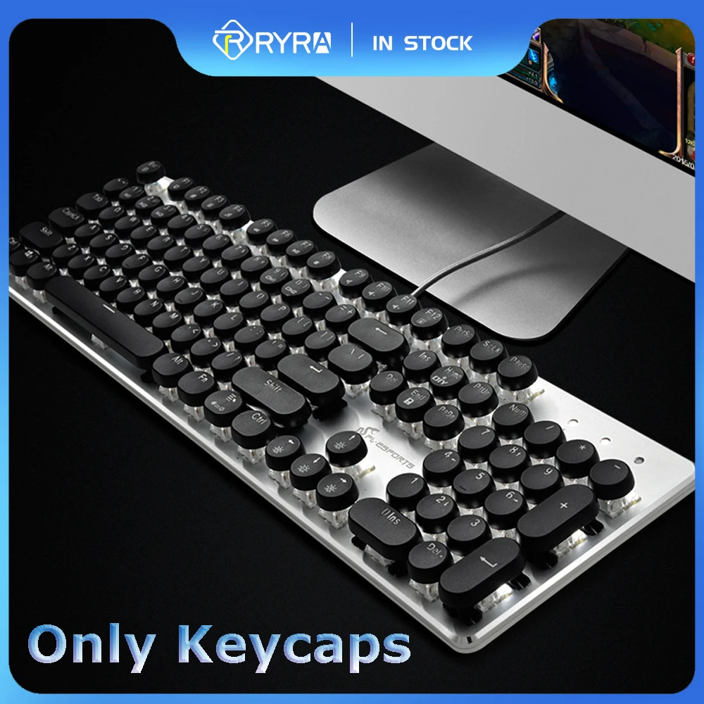 104 Key Pbt Keycap Electroplated Metal Oem Retro Round Texture Punk ...