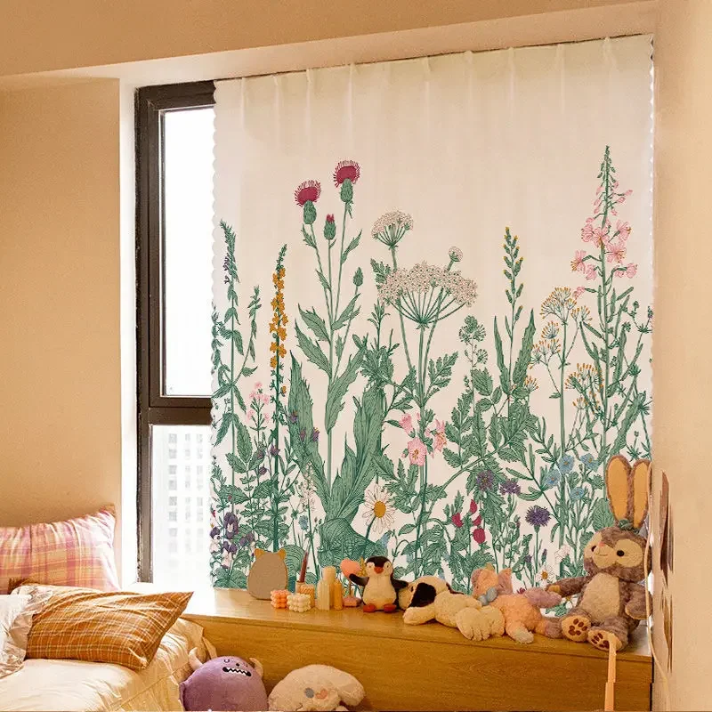 Small-fresh-green-plant-curtain-paste-without-perforation-easy ...