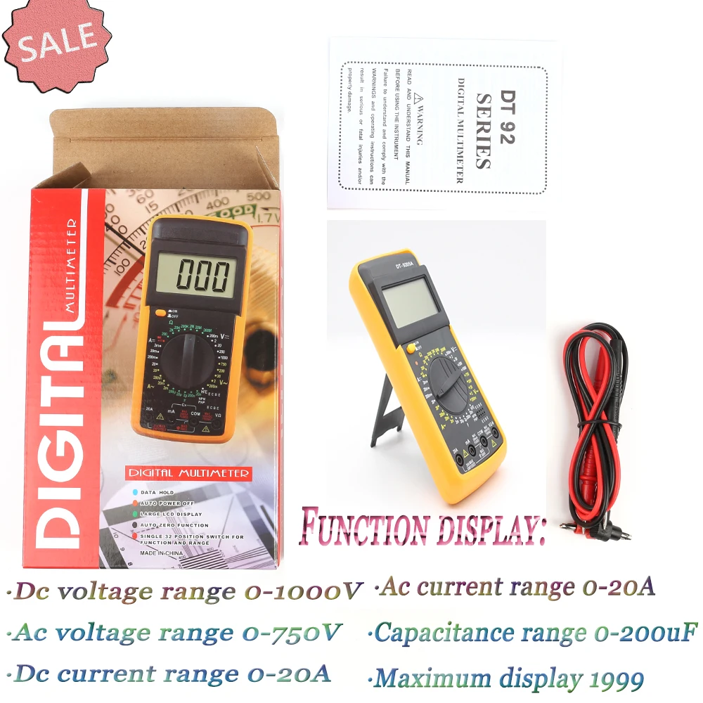DT9205A-AC-DC-LCD-Display-Professional-Electric-Handheld-Tester-Meter ...