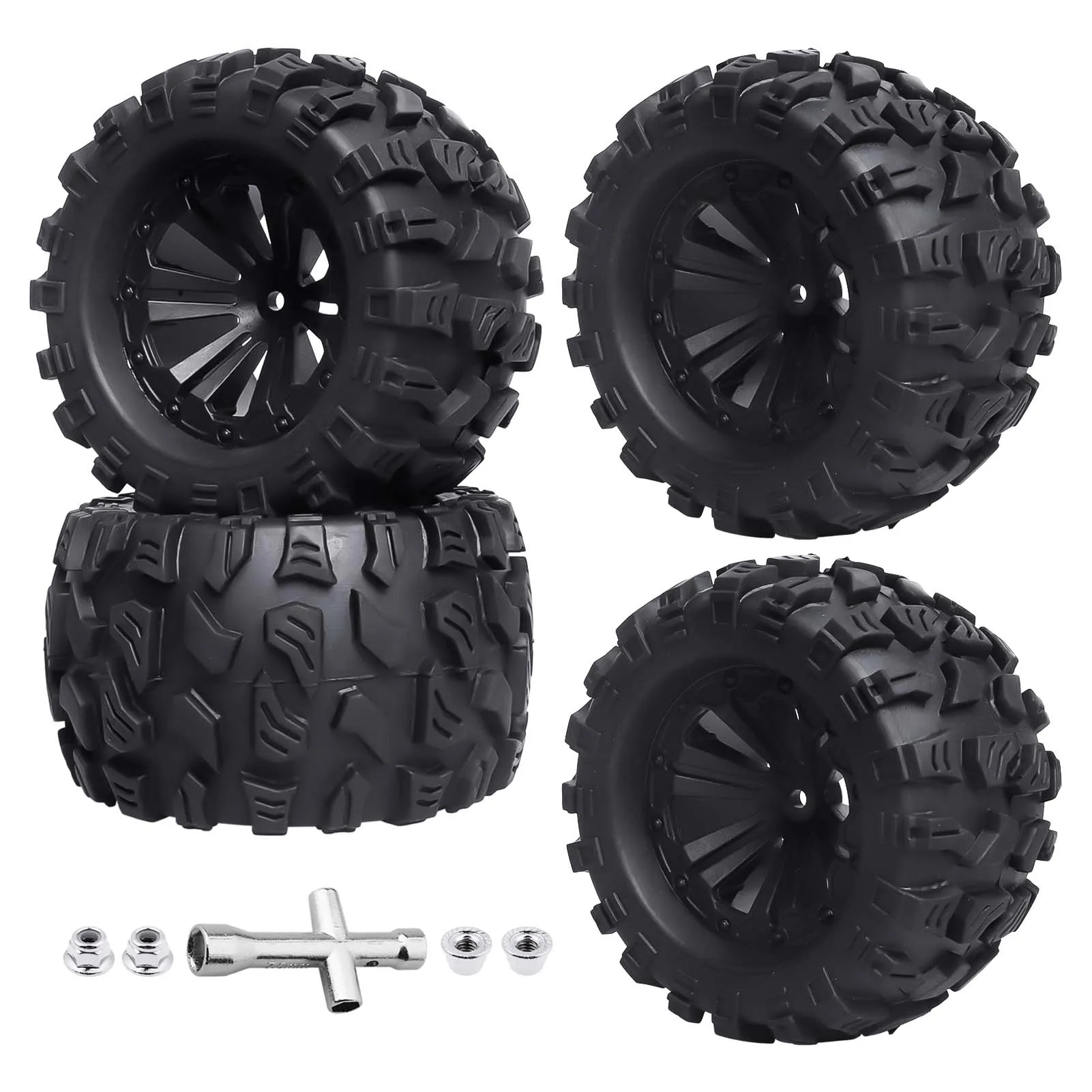 HobbyPark-Glued-12mm-Hex-1-10-RC-Truck-Tires-Wheels-for-Traxxas-Rustler ...