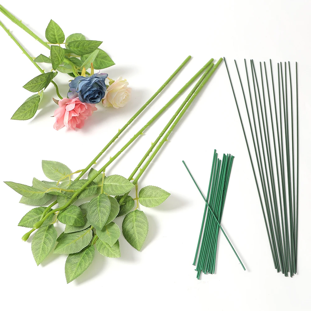 Tige de visée de fleur artificielle verte, décor de Vase, tige de fil ...
