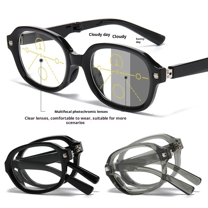 Foldable Presbyopia Glasses Multi Focal+color Changing Eyeglass Lenses ...