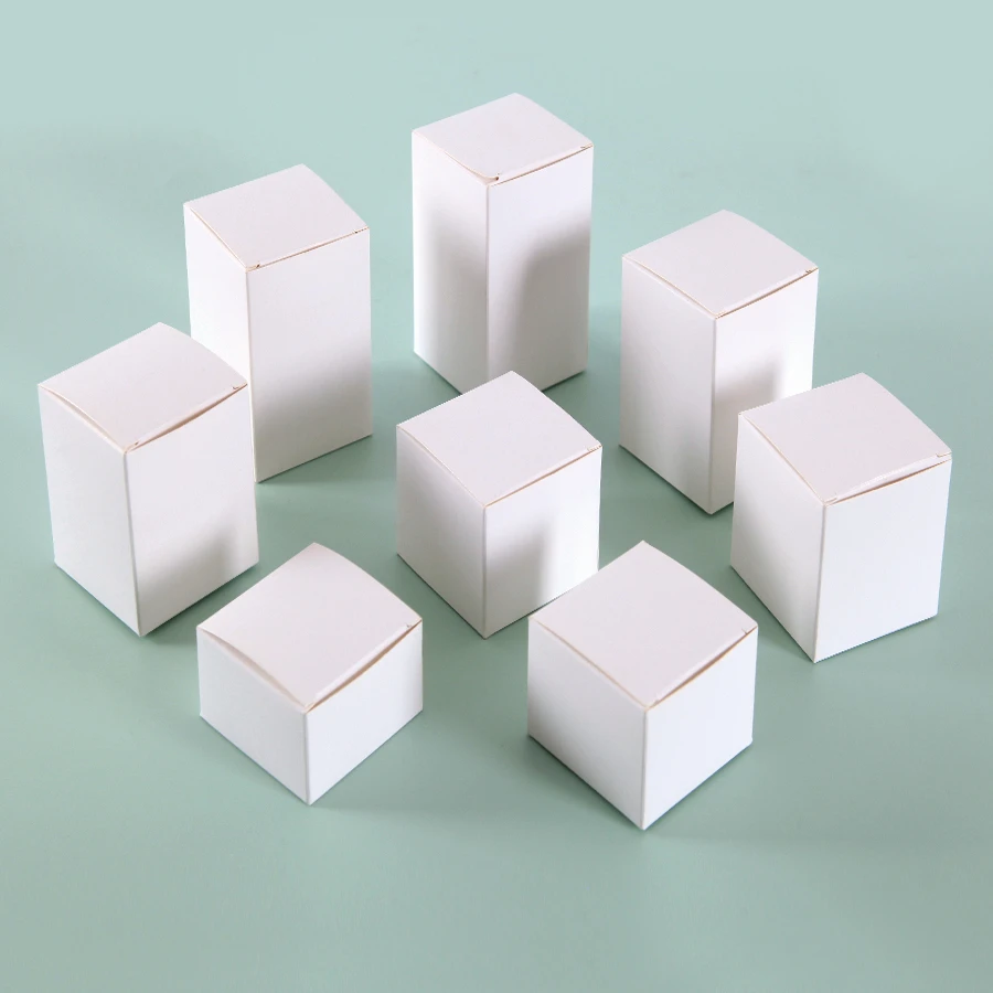 50Pcs Small white Kraft Paper Box for Gift Product Cardboard Packaging ...