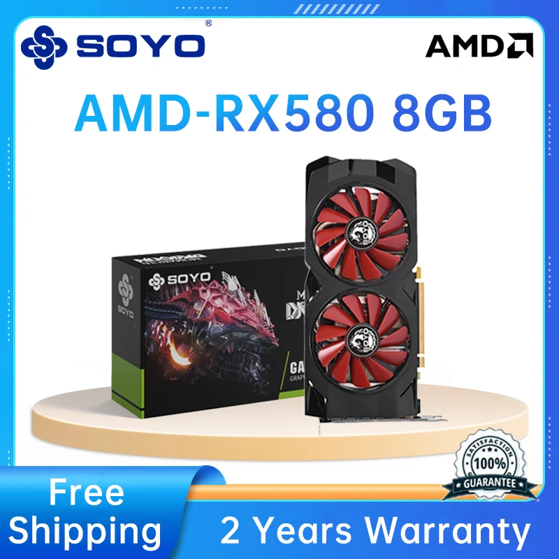 SOYO tarjeta gráfica amd rx580, 8gb, 2048sp, gddr5, 256 bits, pci express, 3,0x16, radeon gpu ...