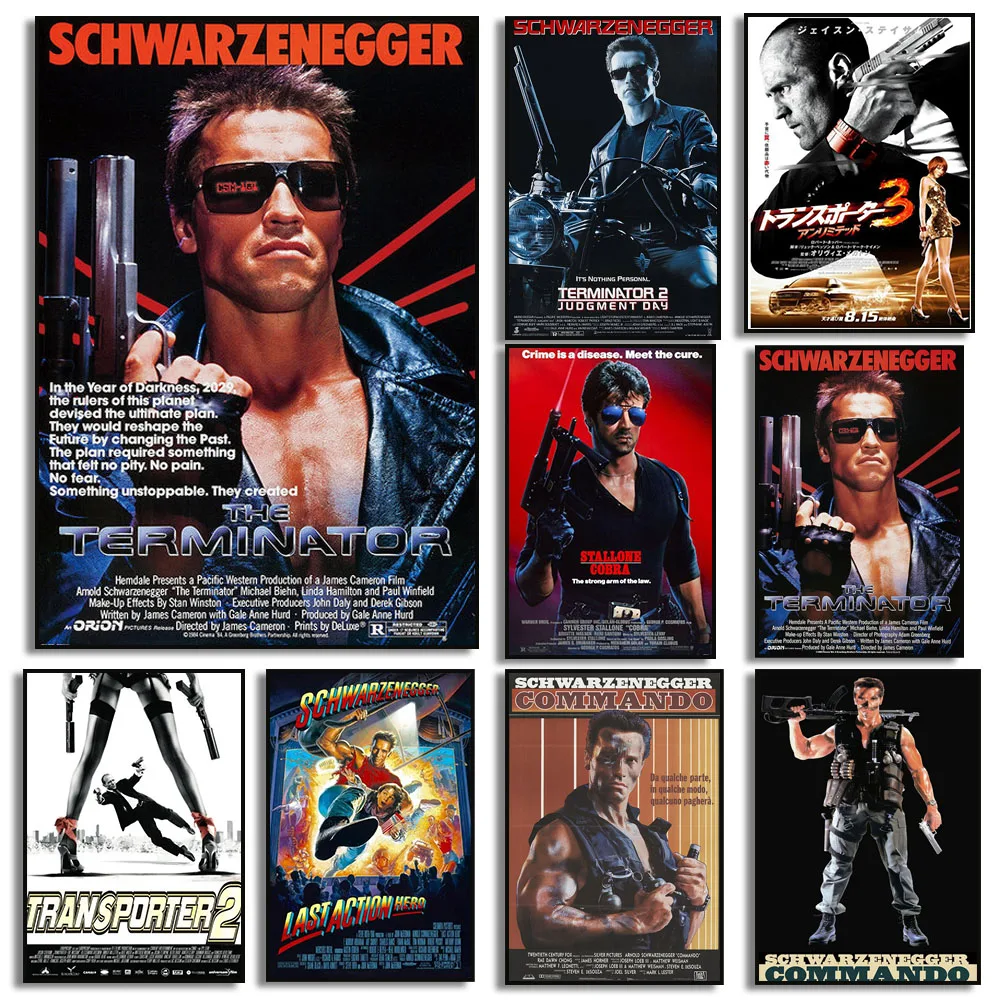 The Terminator Science fiction Movie Art Schwarzenegger Print Art ...
