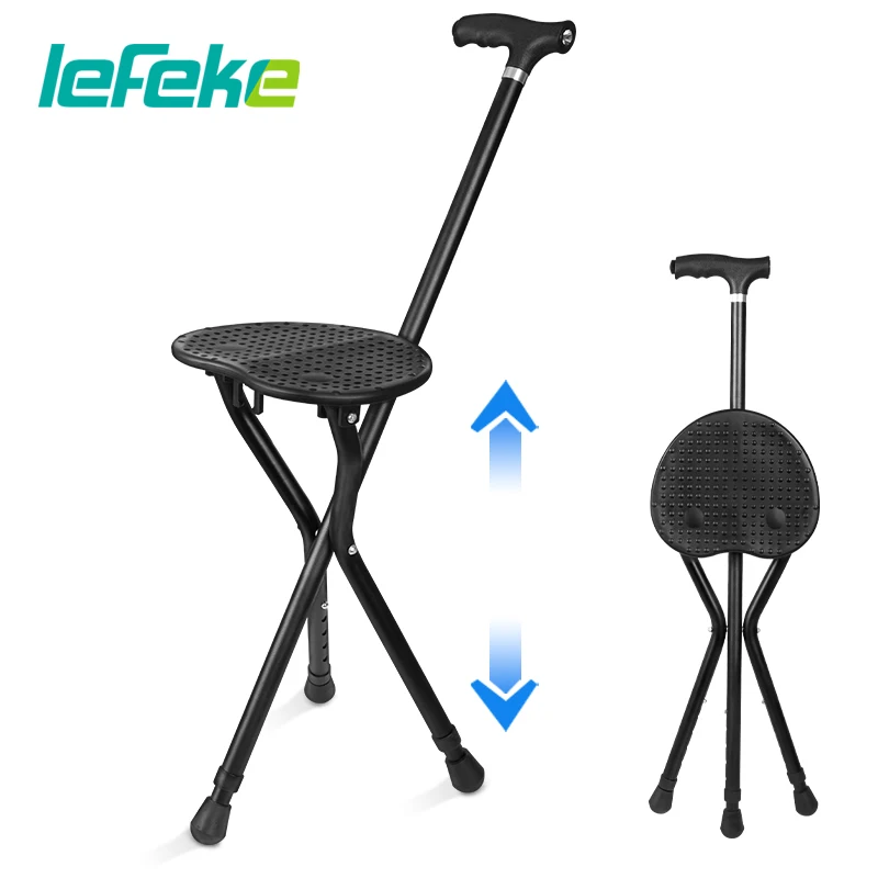 Lefeke-Folding-Canes-with-Seat-Walking-Stick-Height-Adjustment-Cane ...