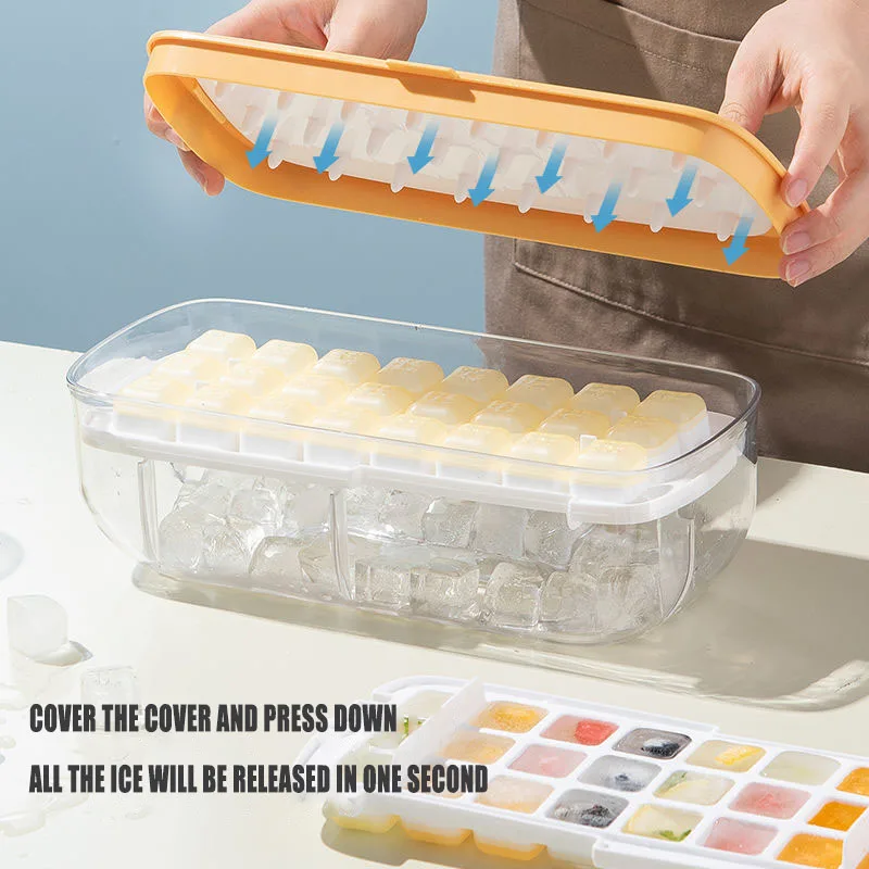 Silicone-Ice-Mold-And-Storage-box-2-In-1-Ice-Cube-Tray-Making-Mould-Box ...