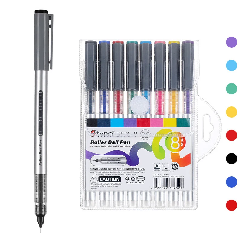 8 Colored Gel Ink Pen 0.5mm Large Capacity Student School Office ...