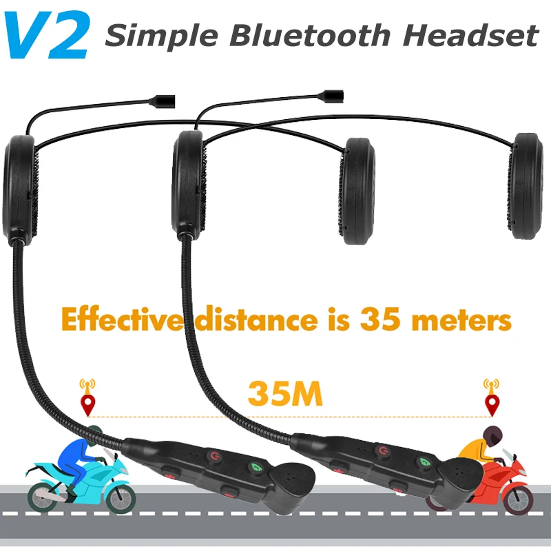 New-V2-Motorcycle-Helmet-Bluetooth-Intercom-Headset-2-Person-Wireless ...