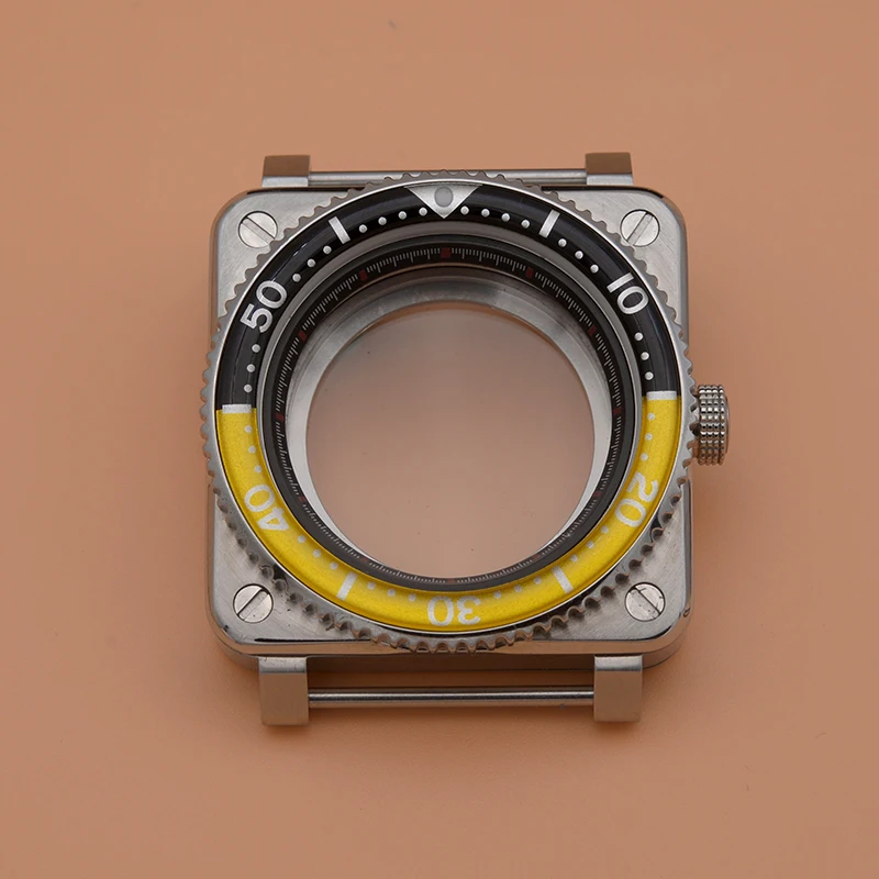 New Square Watch Case Stainless Steel Sapphire Glass Fit NH35 NH36 ...