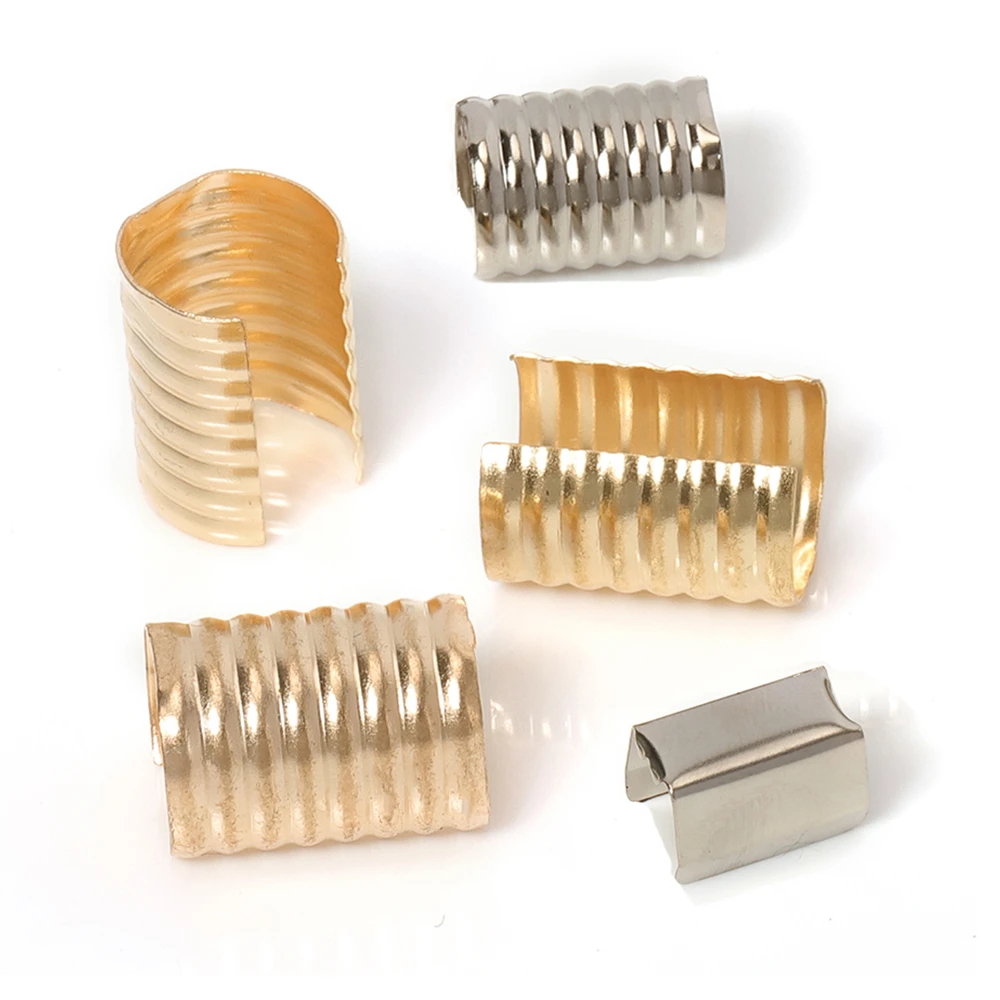 100pcs 8x13mm Round/flat Fastener Crimping Cord String Leather Rope ...