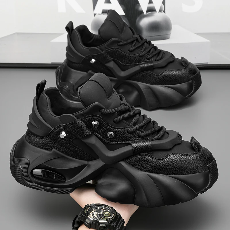 Luxury-Men-s-Black-Casual-Sneakers-Comfortable-Platform-Shoes-Men ...