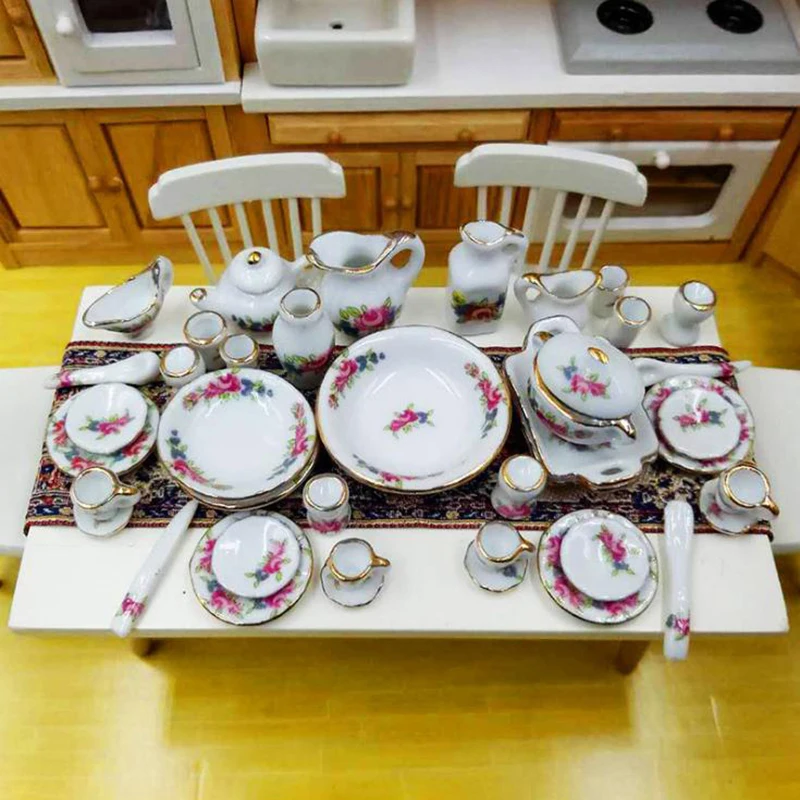 40Pcs-set-1-12-Dollhouse-Miniature-Tableware-Porcelain-Ceramic-Tea-Cup ...