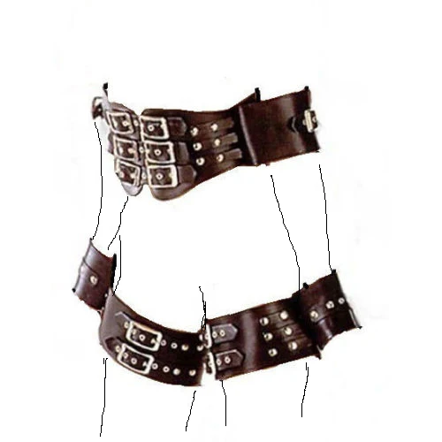 PU หนังแขนเอวต้นขานาฬิกาข้อมือ Binder BDSM Restraint Cuffs Body Harness ...