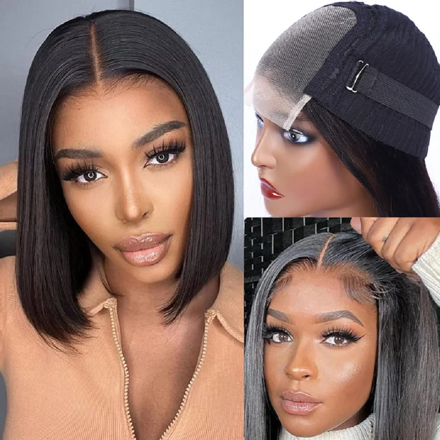 Peruca-reta-Glueless-Straight-Lace-Closure-para-mulheres-peruca-curta ...