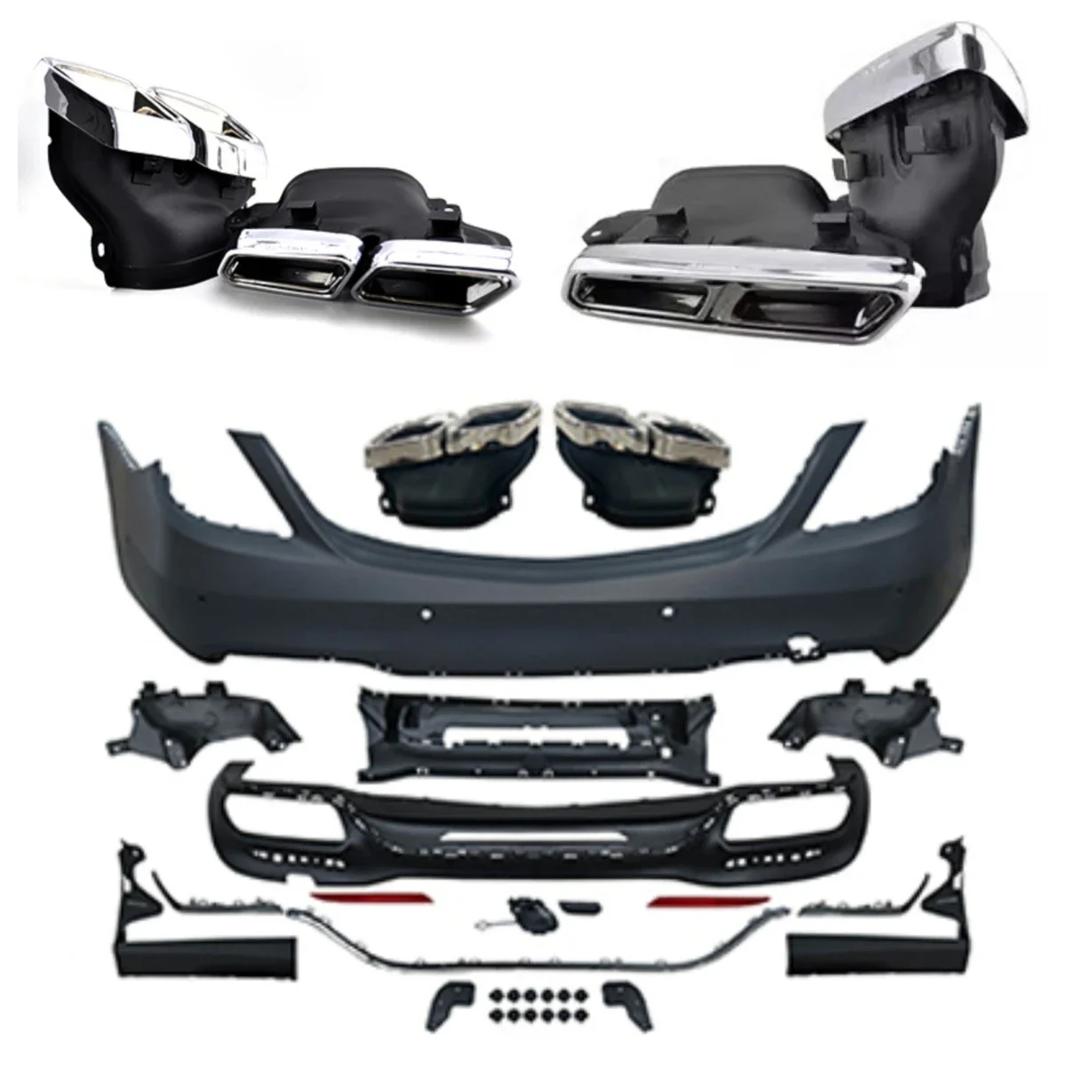 Rear-Bumper-Assembly-Tail-Throat-Rear-Lip-for-Mercedes-Benz-S-Class ...